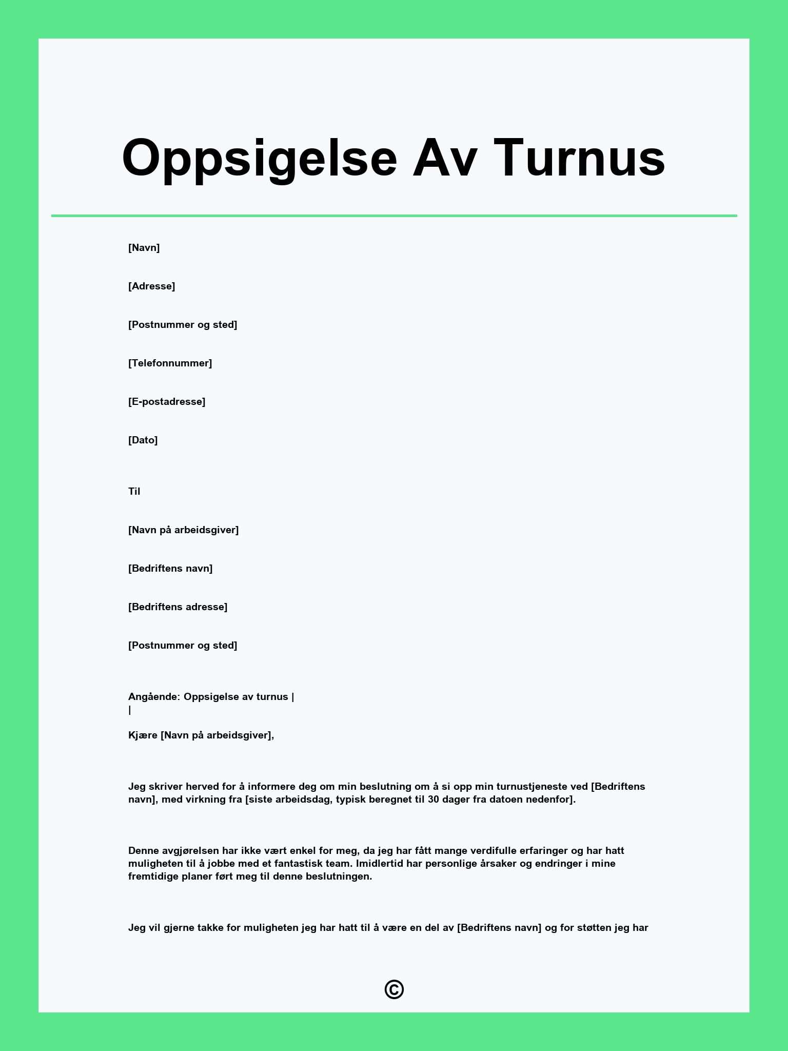 Oppsigelse Av Turnus